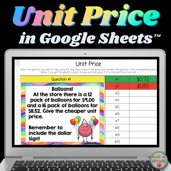 Unit Price in Google Sheets - Math in Demand