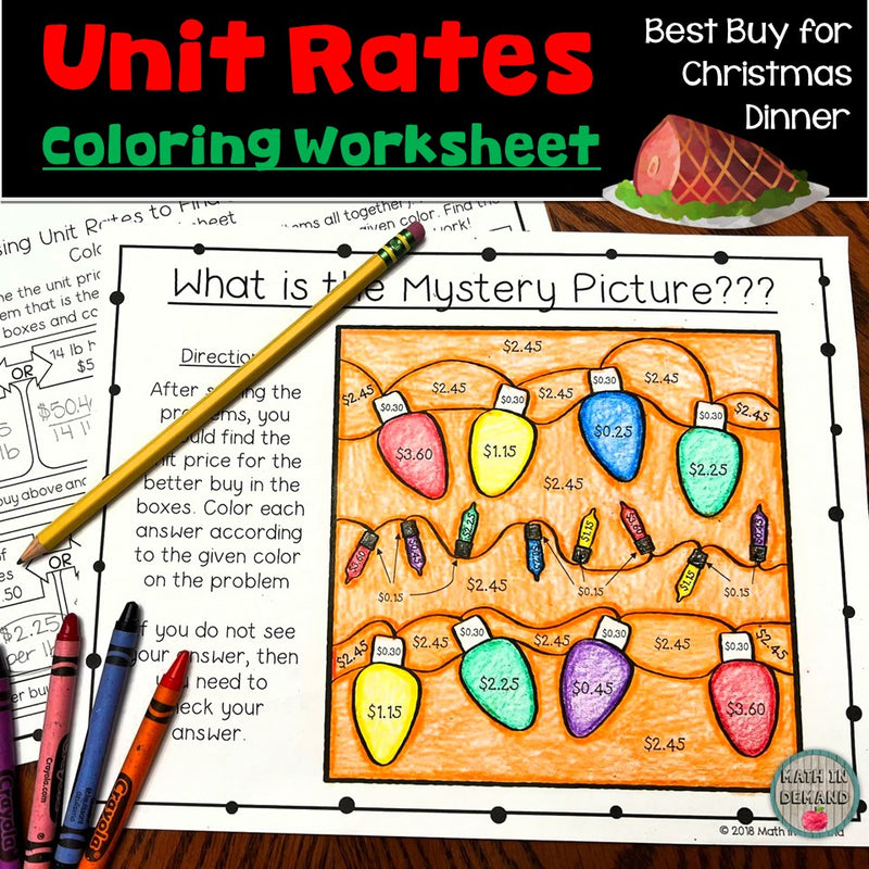 Coloring Worksheets Tagged "unit rates" - Math in Demand
