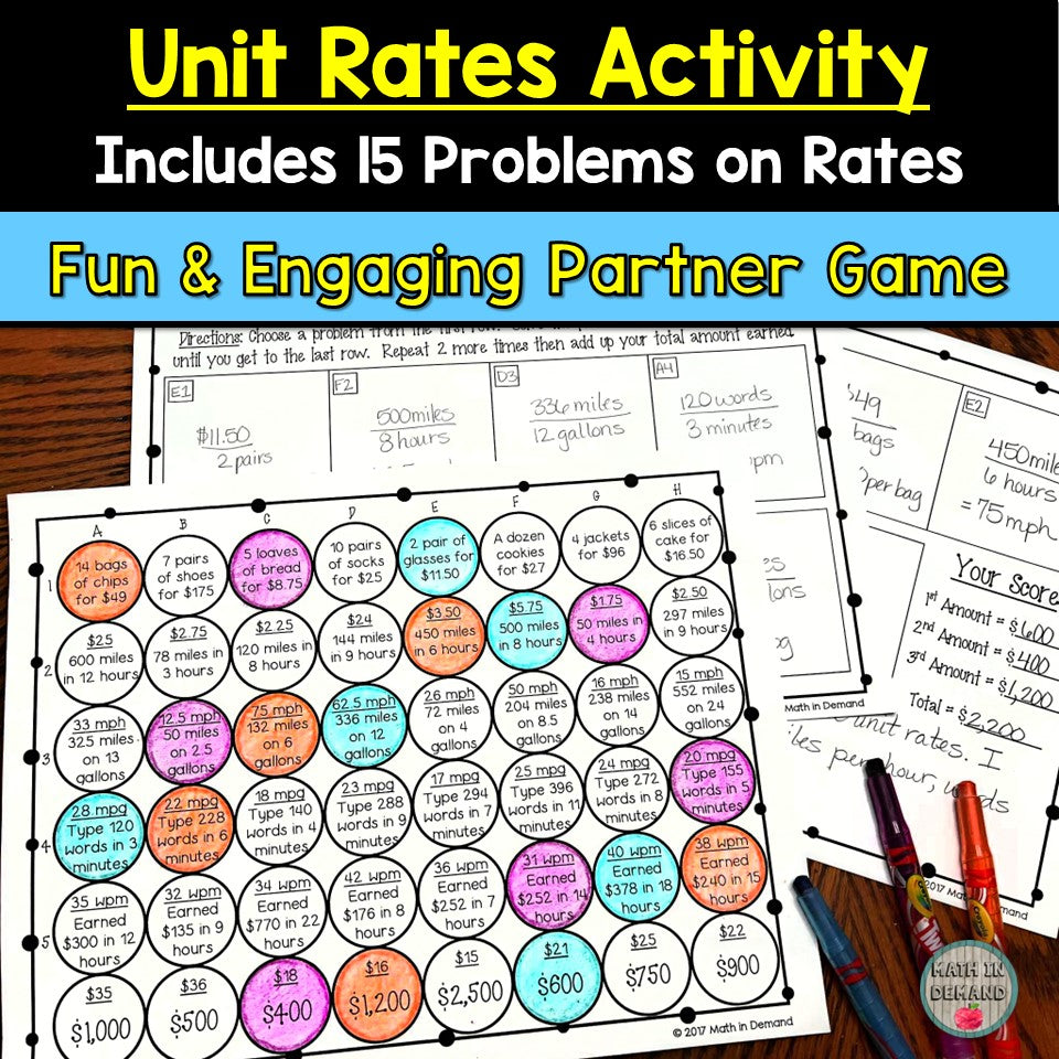 Unit Rates Partner Activity - Math in Demand