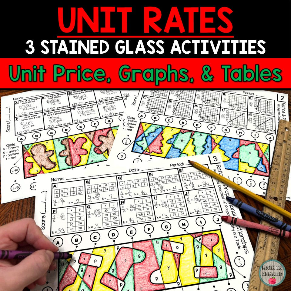 Unit Rates Stained Glass Winter Edition Proportional Relationships Uni ...