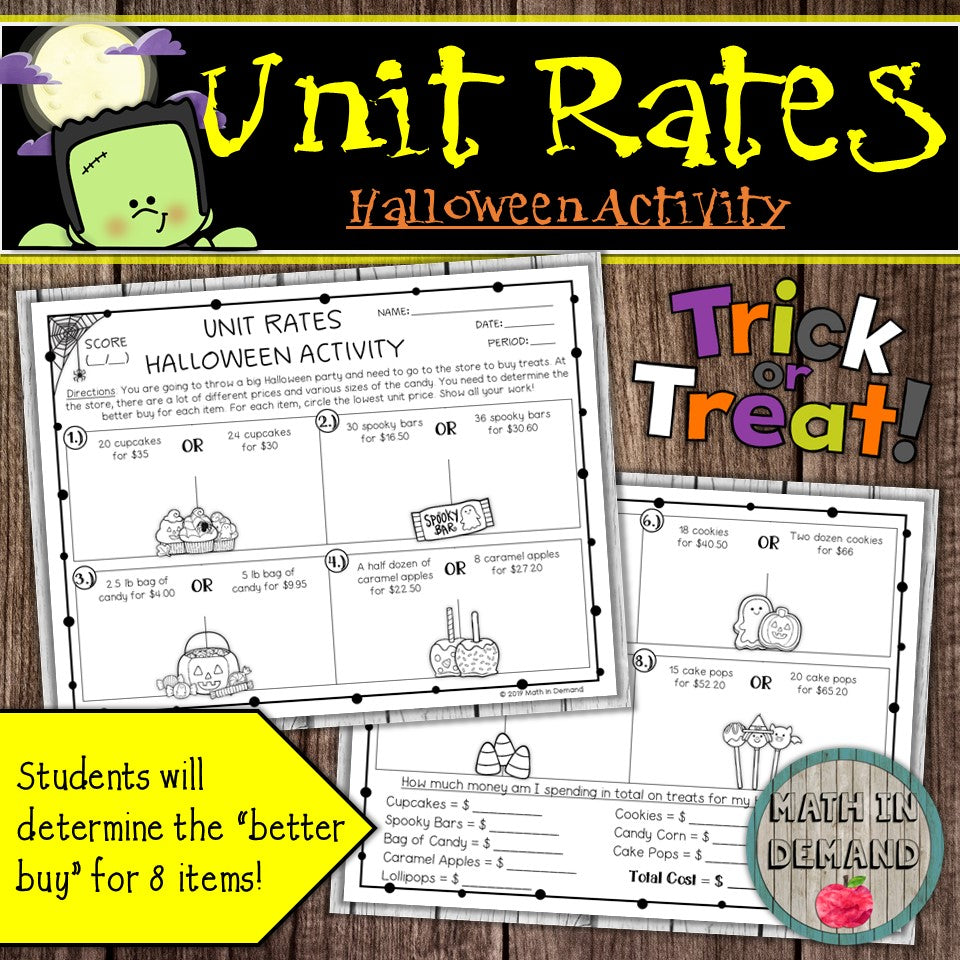 Unit Rates Halloween Activity (Better Buy) - Math in Demand