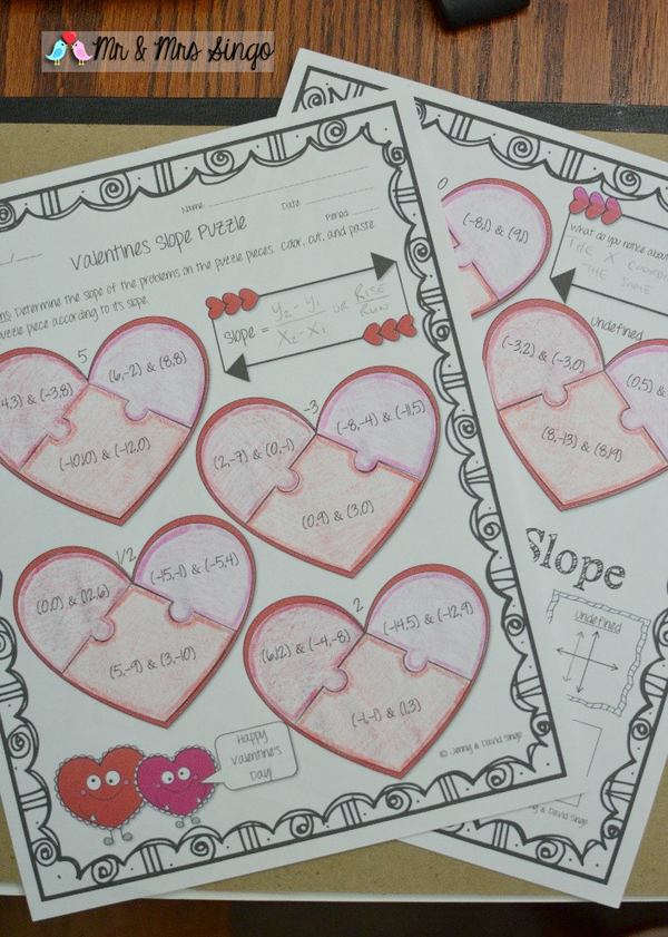 Valentines Slope Puzzle - Math in Demand