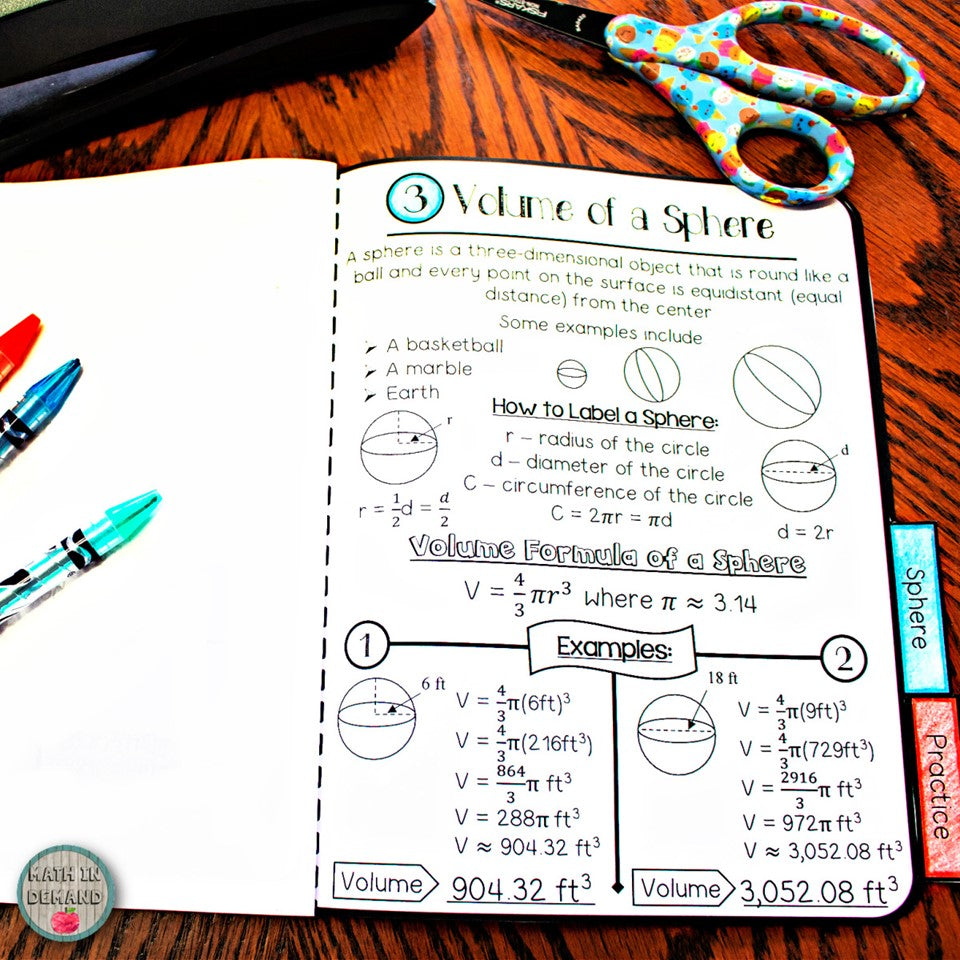 Volume Booklet (Cone, Cylinder, & Sphere) - Math in Demand