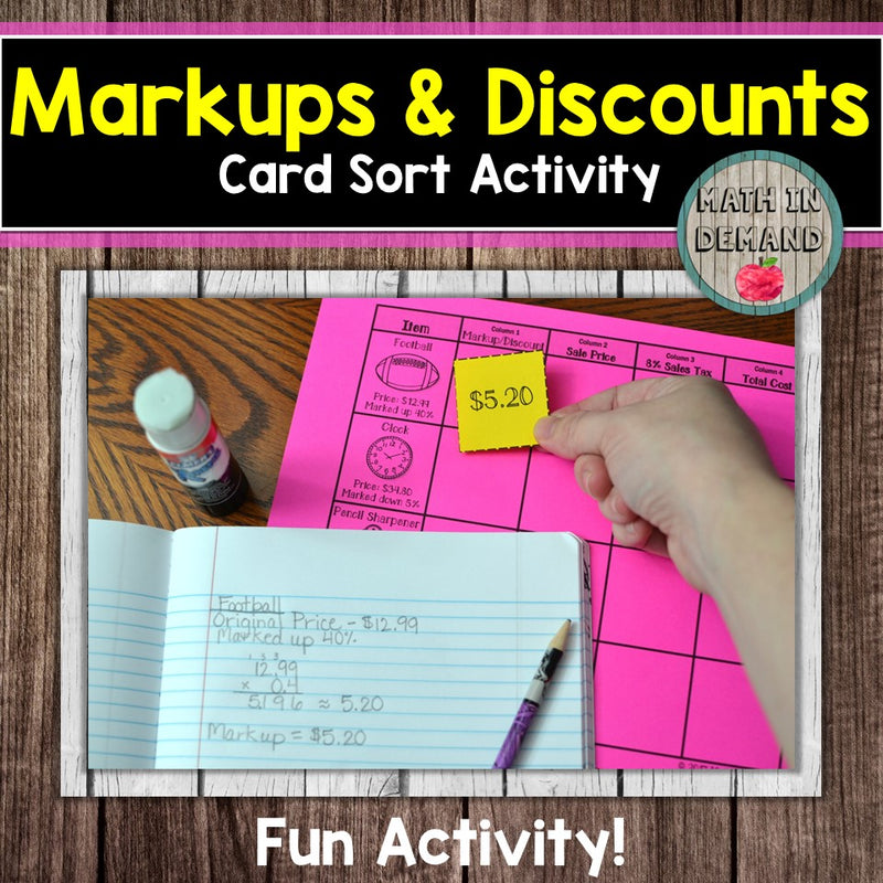 Markups and Discounts Card Sort Activity - Math in Demand