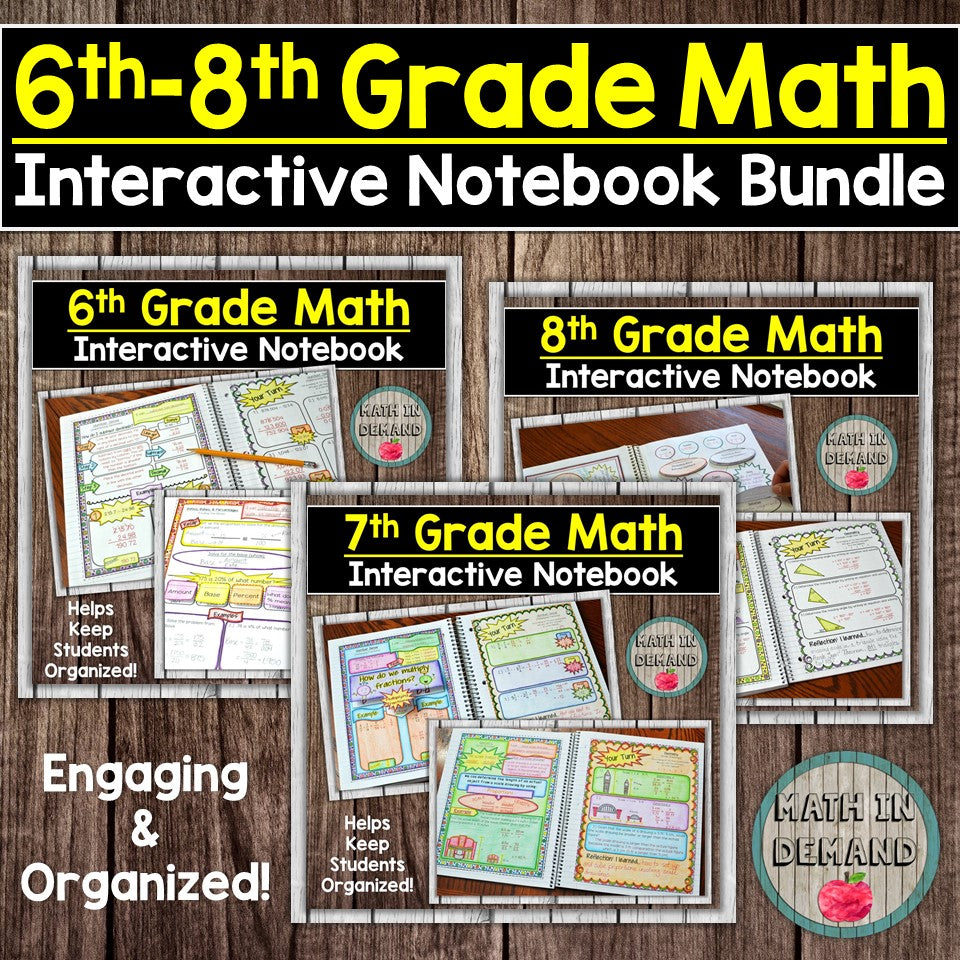 6th, 7th, and 8th Grade Math Interactive Notebook Bundle - Math in Demand
