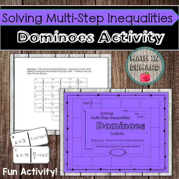 Solving Multi-Step Inequalities Dominoes Activity - Math in Demand
