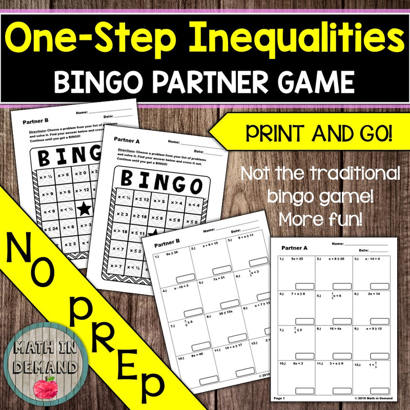 One-Step Inequalities - Math in Demand