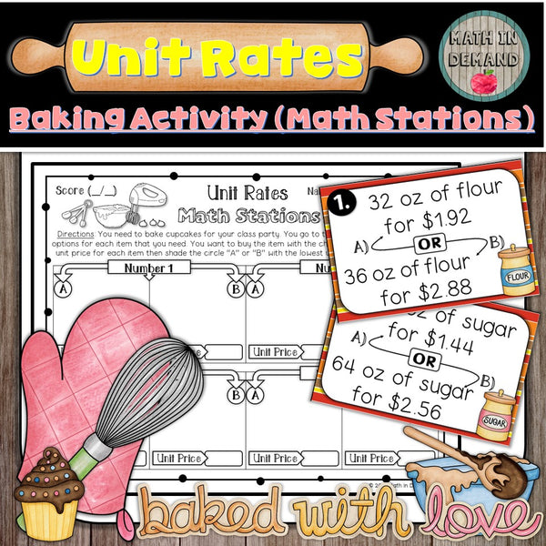 Unit Rates Baking Activity (Math Stations) - Math in Demand